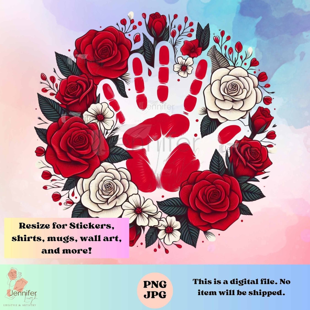MMIW Floral Red Hand Indigenous Jpg Png Native Instant Download ...
