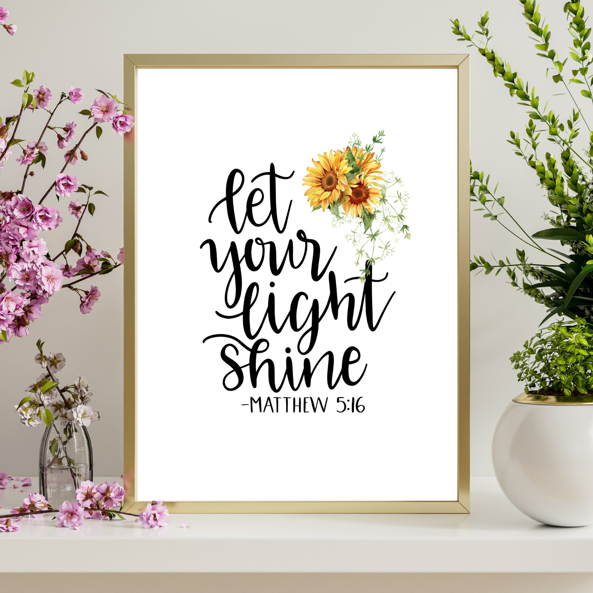Let Your Light Shine Matthew 5 16 Bible Verse Wall Art Etsy