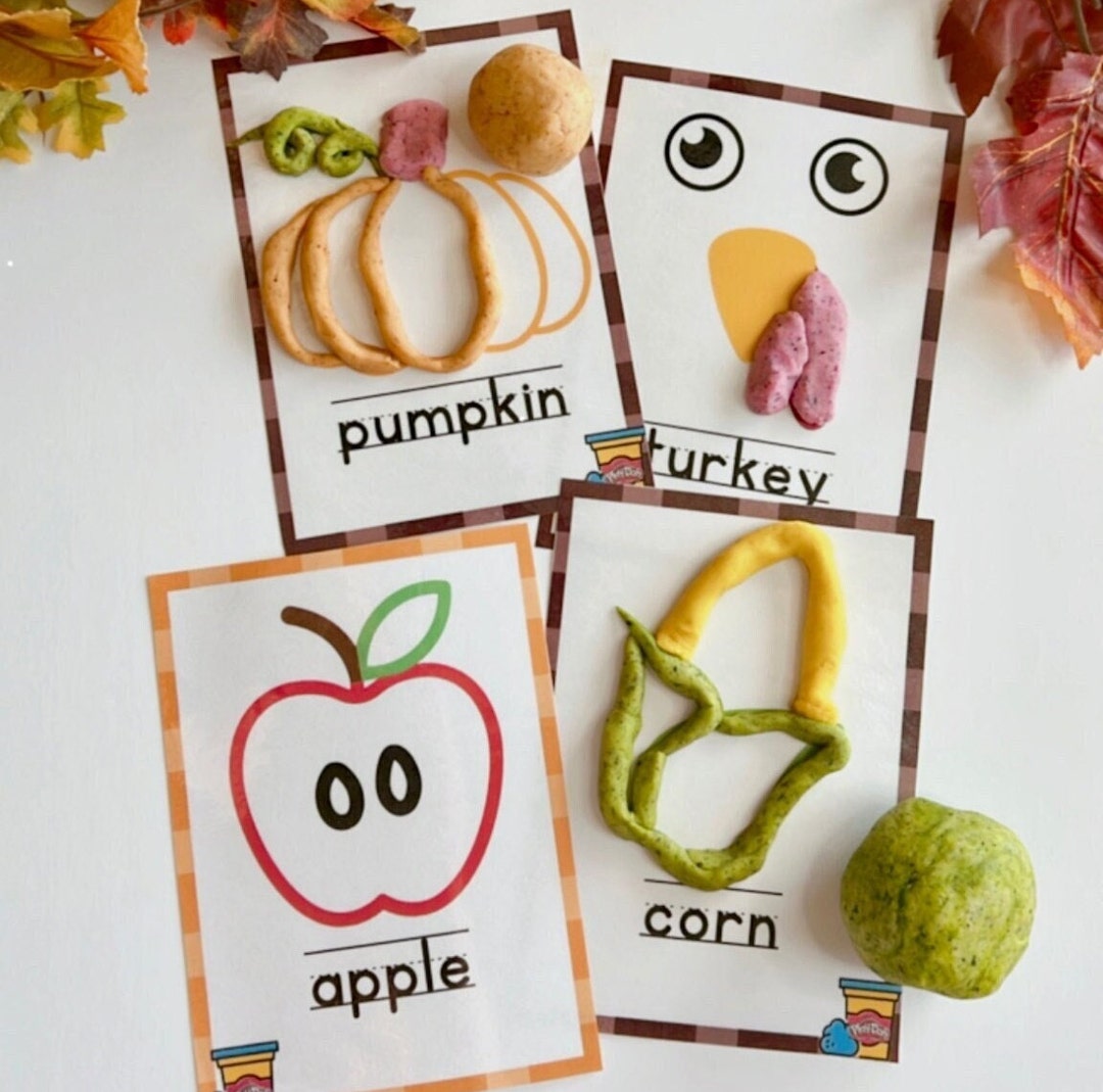 Fall Playdough Mats Thanksgiving Playdough Mats Preschool Printables ...