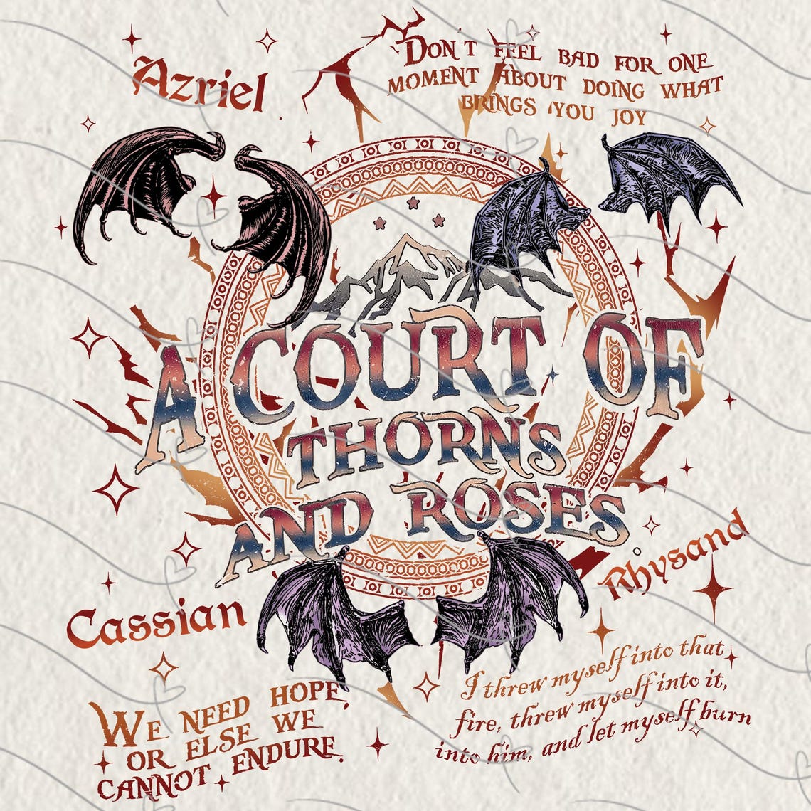 A Court of Thorns and Roses PNG, ACOTAR Bookish Shirt Design, Night ...