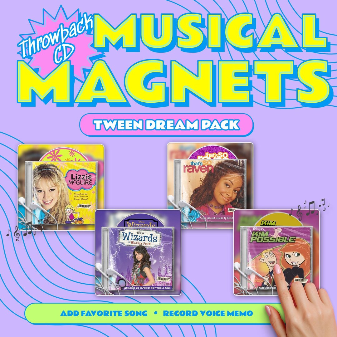 Retro Throwback 2000s Disney Channel Music Fridge Magnets - Tween Dream ...