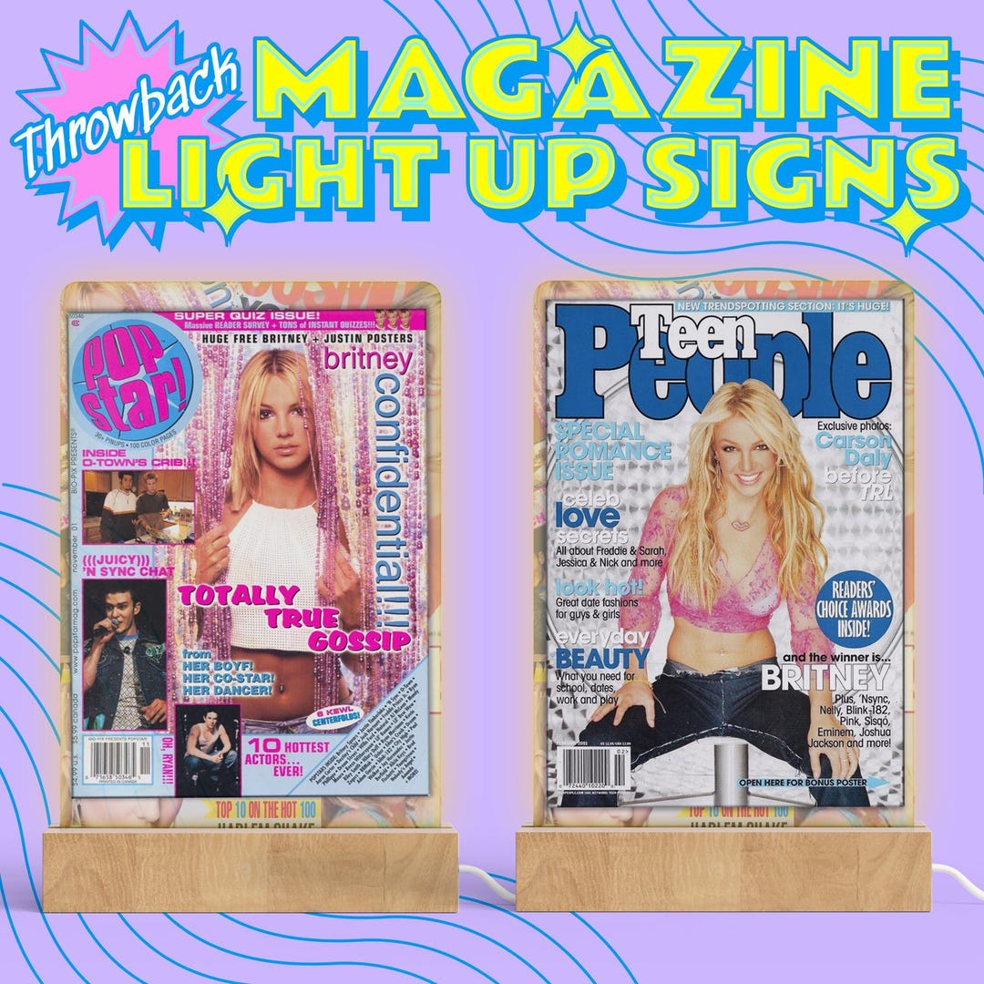 Retro Throwback Britney Spears 2000s Magazine Night Light Signs for ...