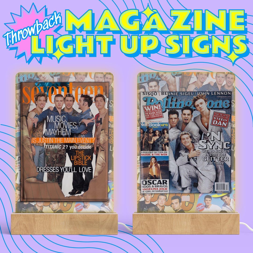 Retro Throwback NSYNC 2000s Magazine Night Light Signs for Desk or ...