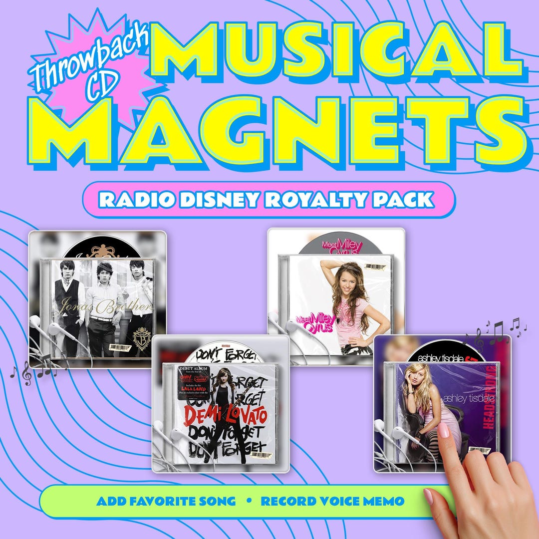 Retro Throwback 2000s Music Fridge Magnets - Radio Disney Royalty Pack ...