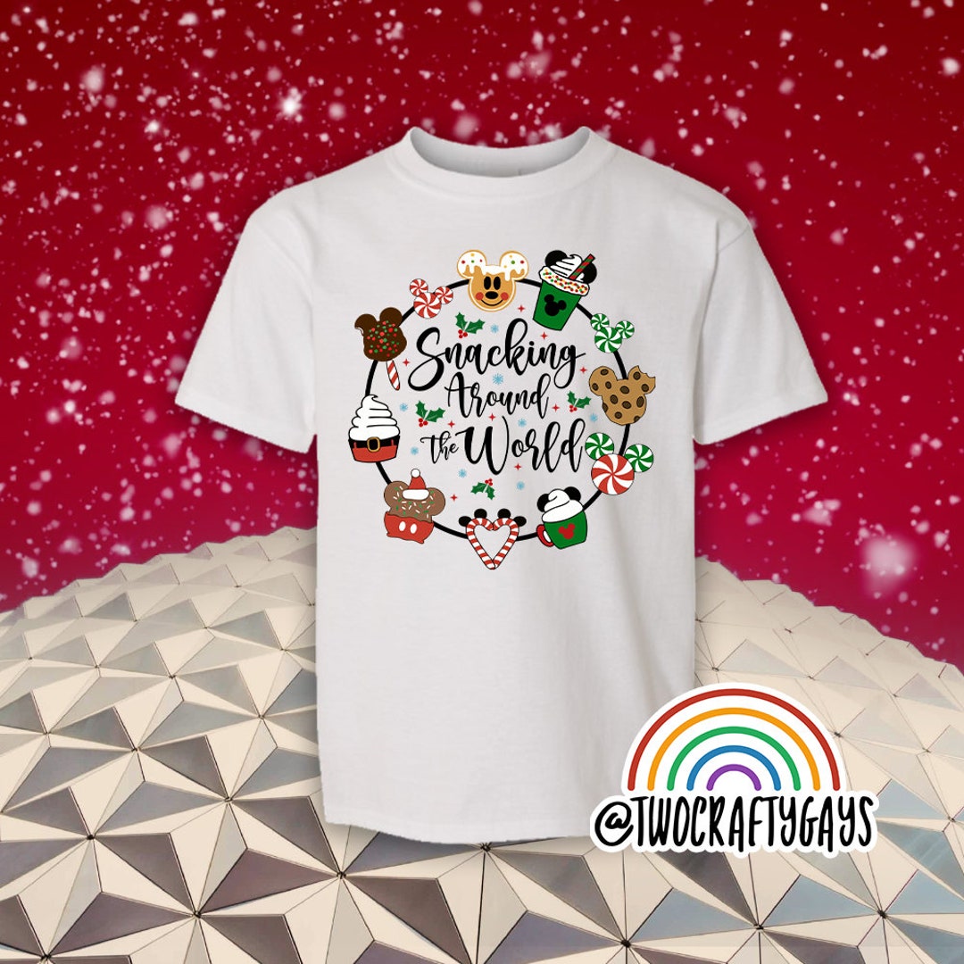 Snacking Around the World Christmas Shirt disney Epcot - Etsy