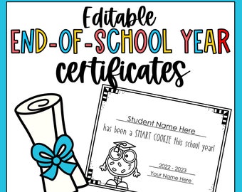 End of School Award Certificates Set of 40 Editable Certificates - Etsy