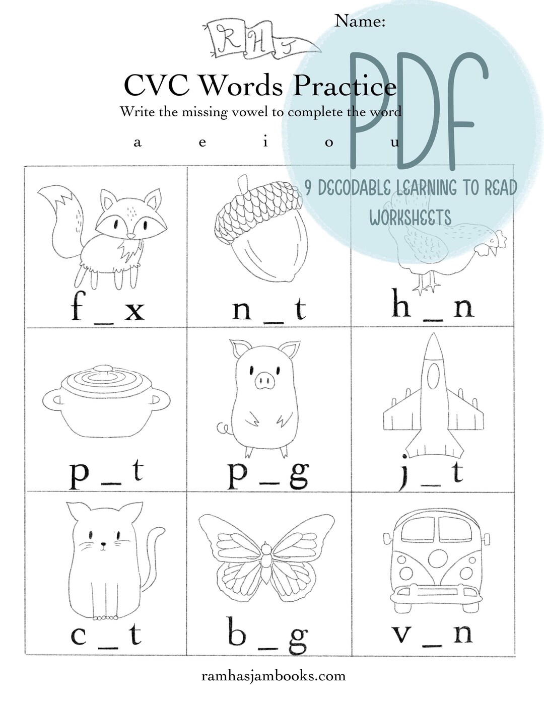 Decodable Learning to Read Kindergarten Worksheets - Instant Printable ...