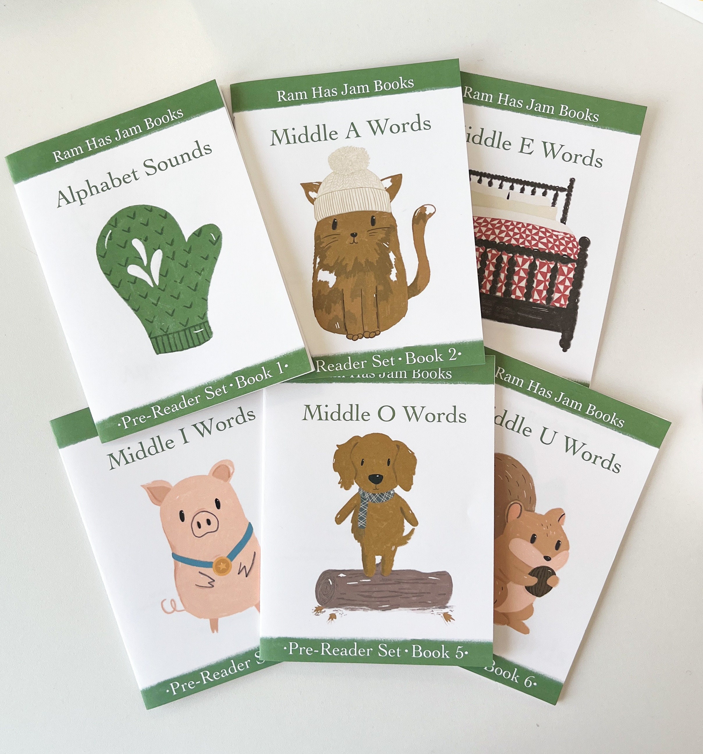 Set 1 ABC Alphabet Home Scool Learning to Read Books Pre-reader Ram Has Jam Book Set Letter ...