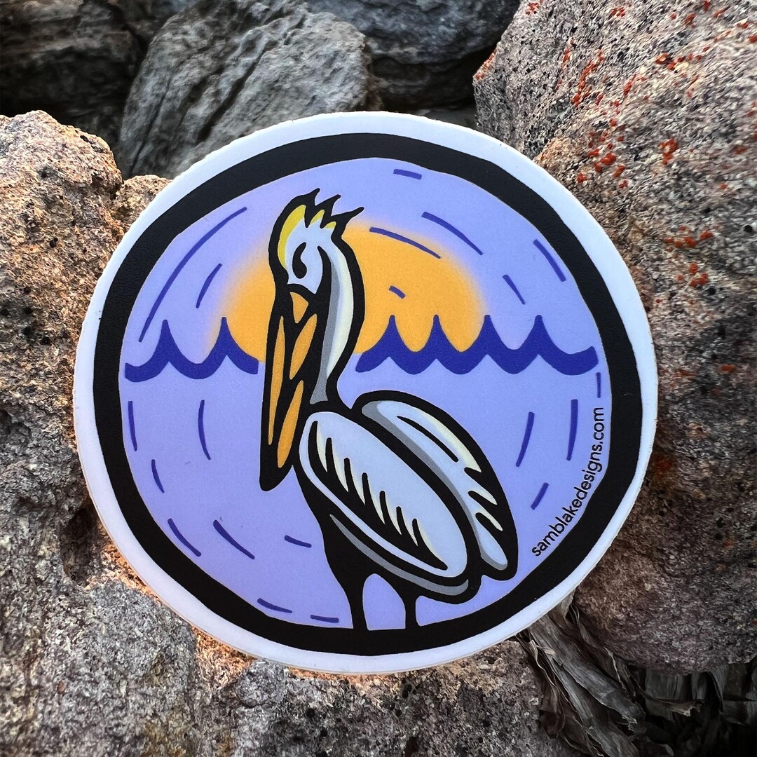 Perched Pelican- Vinyl Sticker - Etsy