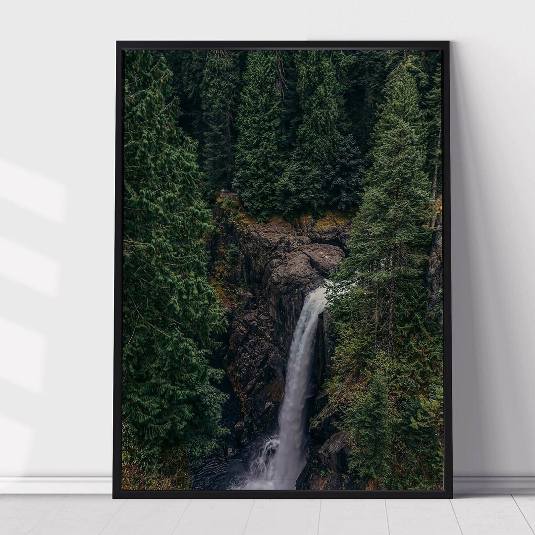 Waterfall Digital Printable Art Forest Waterfall Home Decor - Etsy