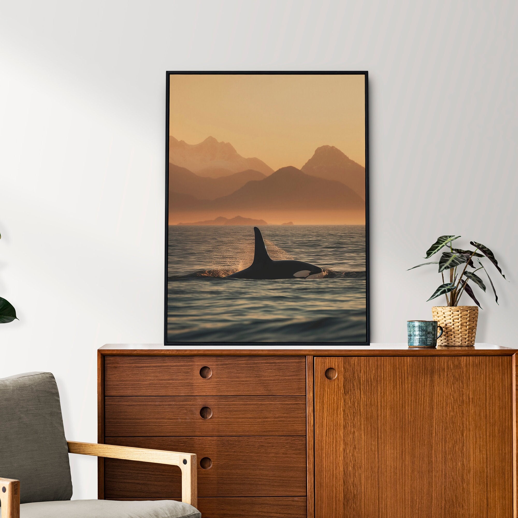 Orca Whale Poster, Printable Digital Download, Whale Art, Ocean Animal ...