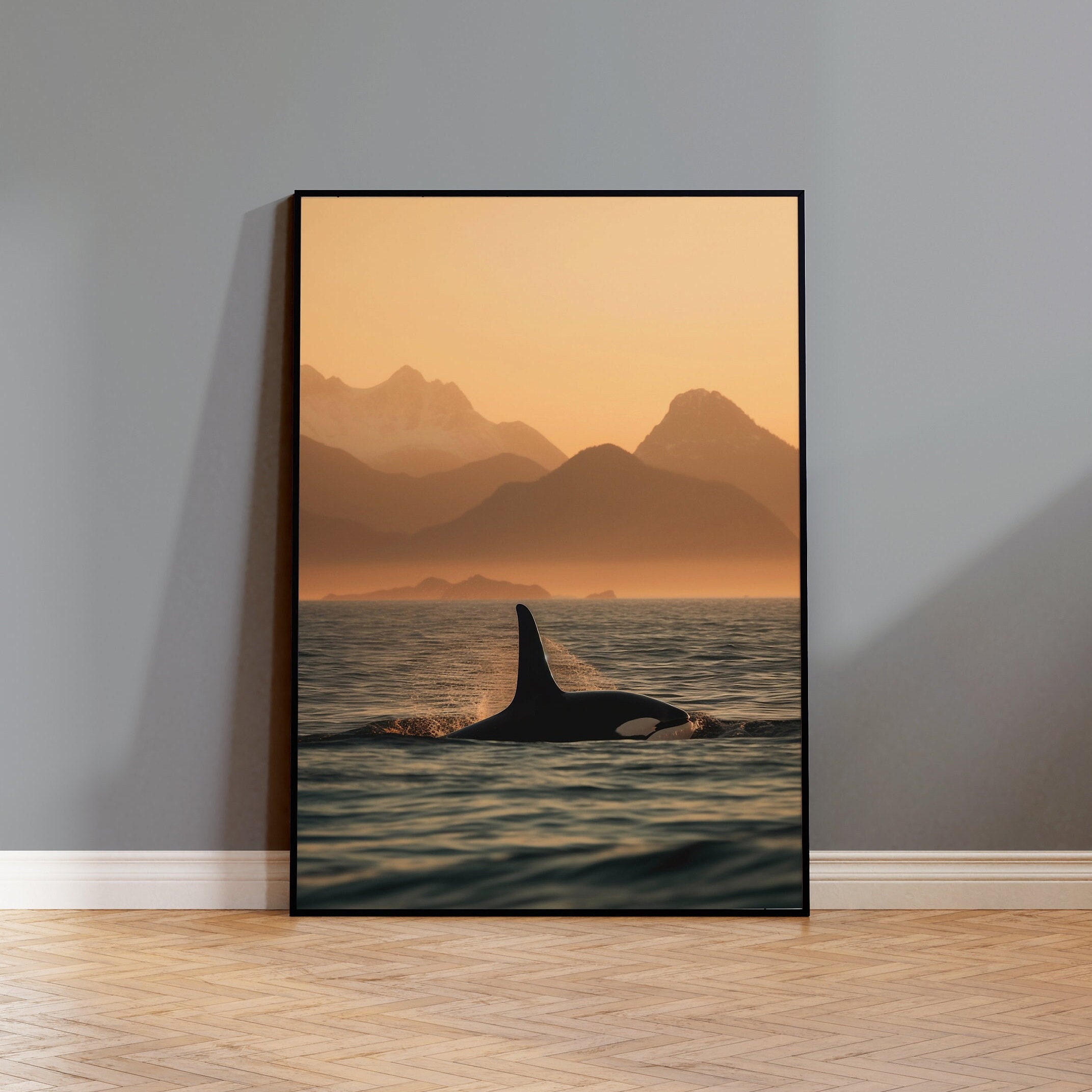 Orca Whale Poster, Printable Digital Download, Whale Art, Ocean Animal ...