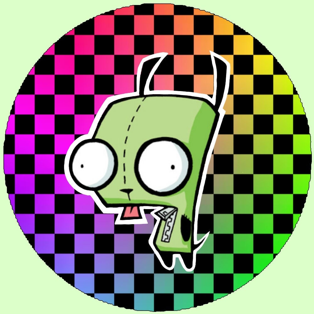 Invader Zim Gir With Rainbow Checkered Background Etsy