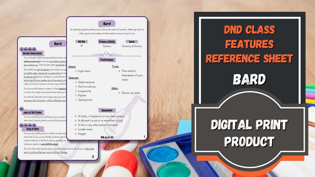 Dnd Barbarian Class Features Reference Sheet - Etsy