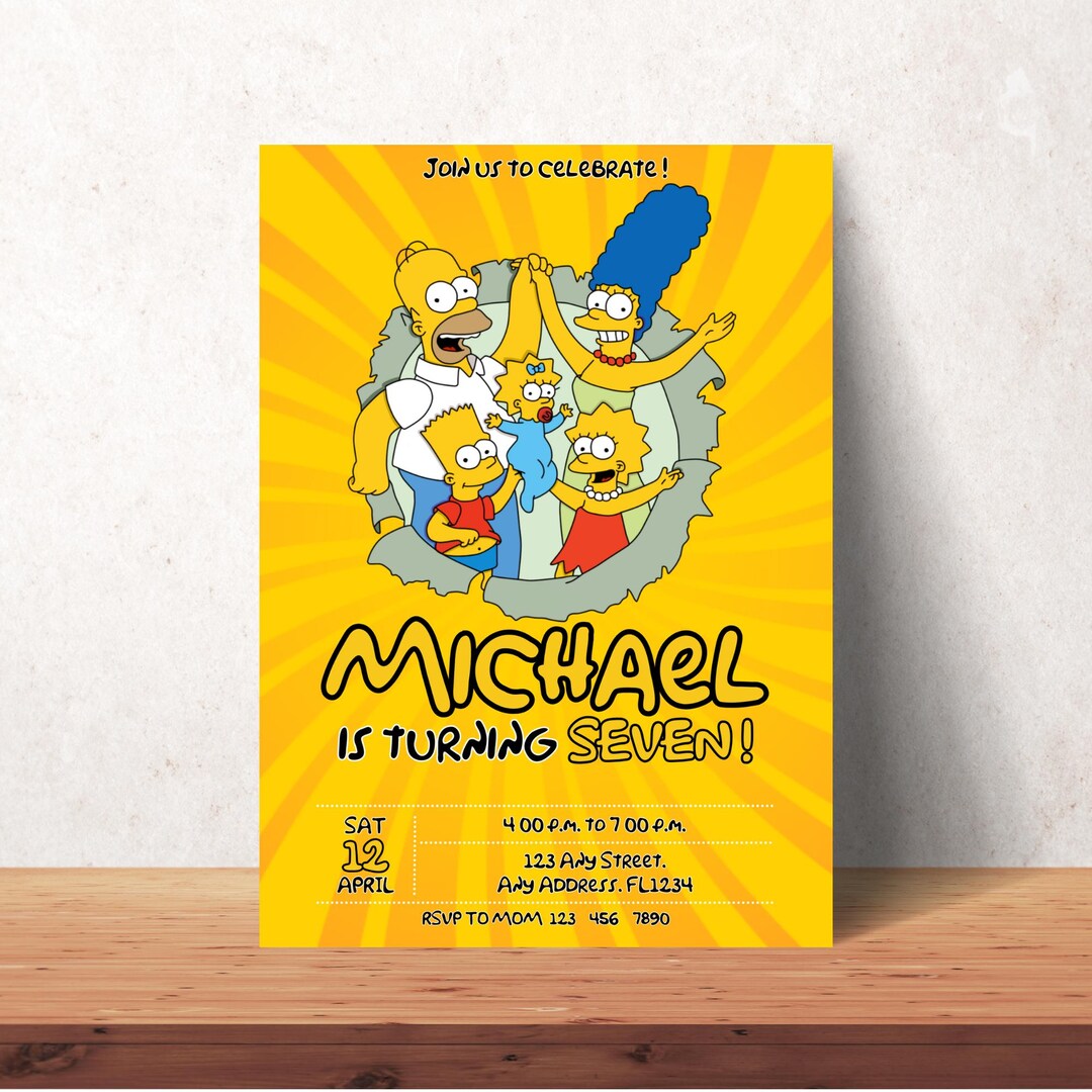 The Simpsons Birthday Invitation | Editable Party Invite | Digital ...