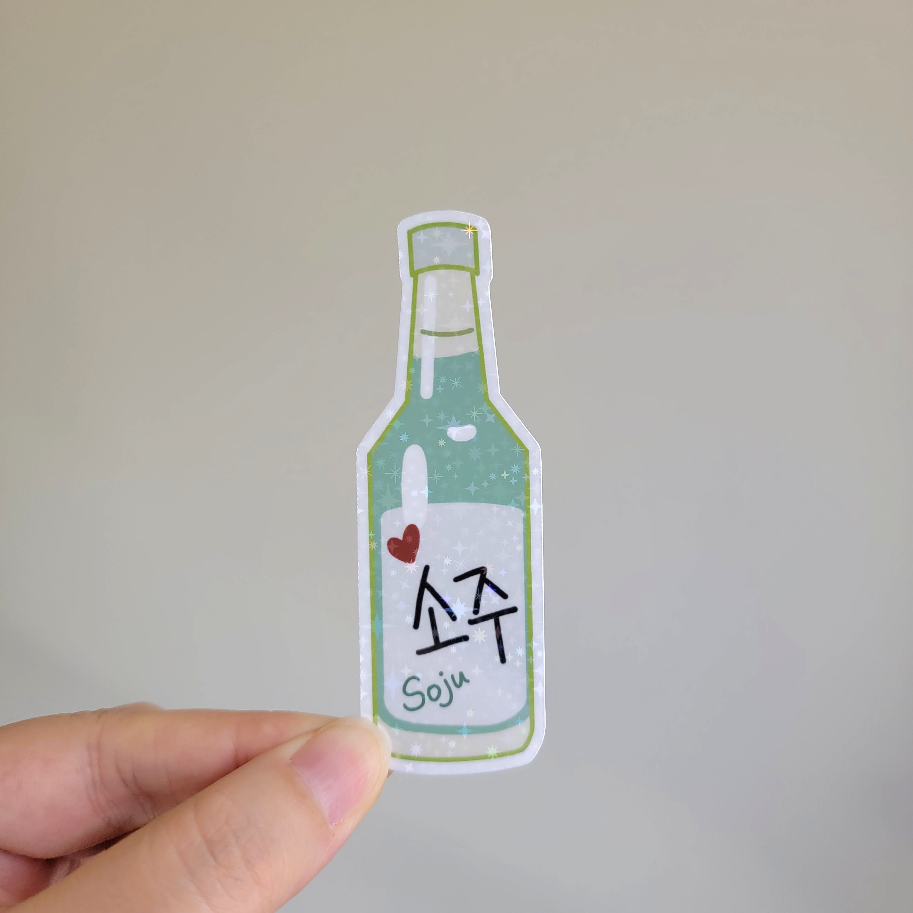 Soju Korean Liquor Holographic Sticker Laptop Sticker Water - Etsy
