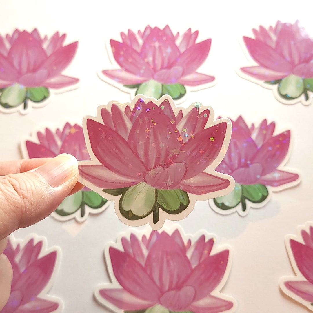 Lotus Holographic Sticker 2.5x2 Inch, Laptop Sticker, Water Bottle ...