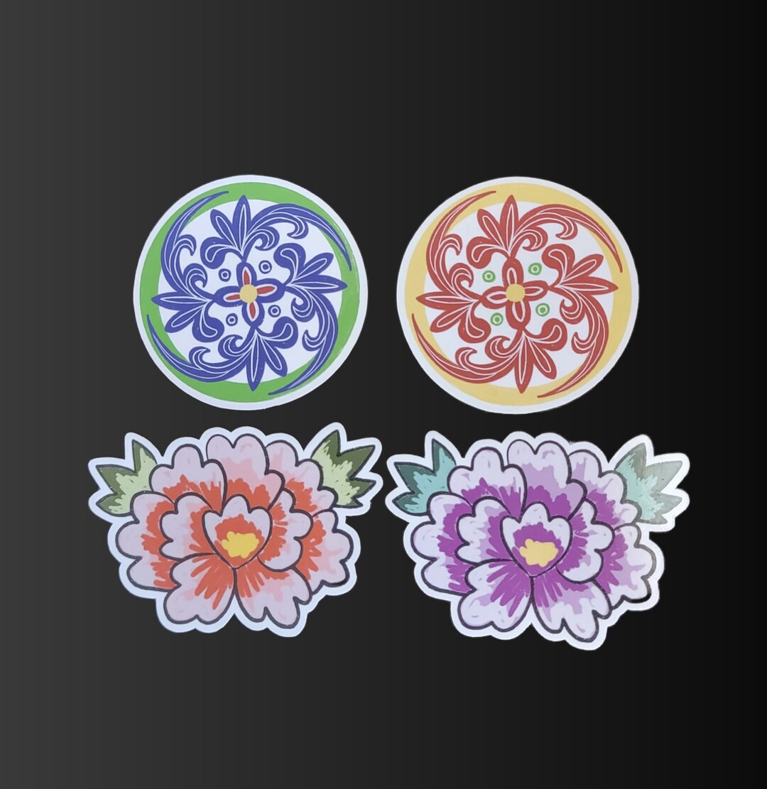 Korea Traditional Pattern Sticker, Laptop Sticker, Water Bottle Sticker ...