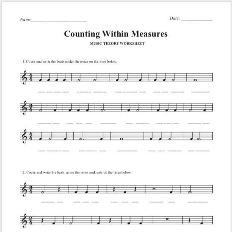 Counting Beats Music Theory Worksheet — Rhythm Music Theory Worksheet ...