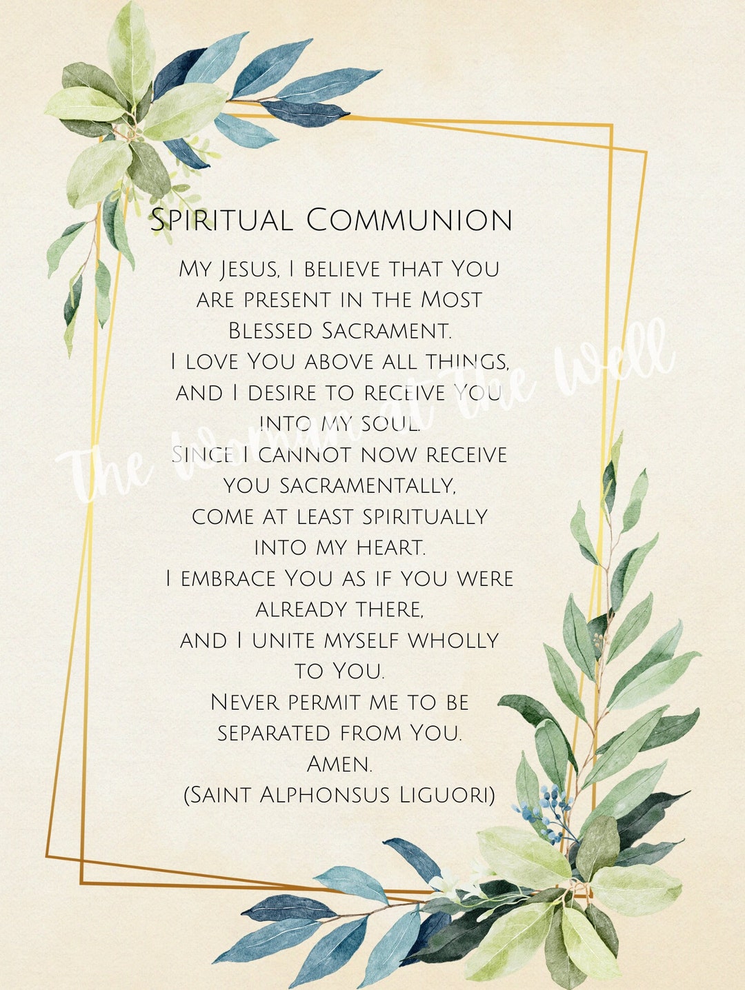Spiritual Communion Prayer Art: Catholic Home Decor (digital Print ...