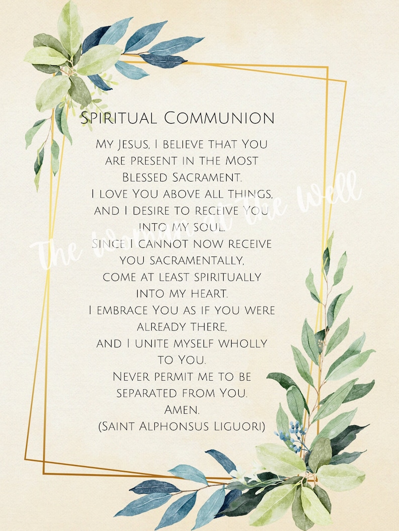 Spiritual Communion Prayer Art: Catholic Home Decor (digital Print) - Etsy