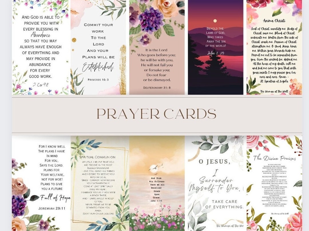 Digital Prayer Cards-set of 10 Scripture Printables, Catholic ...
