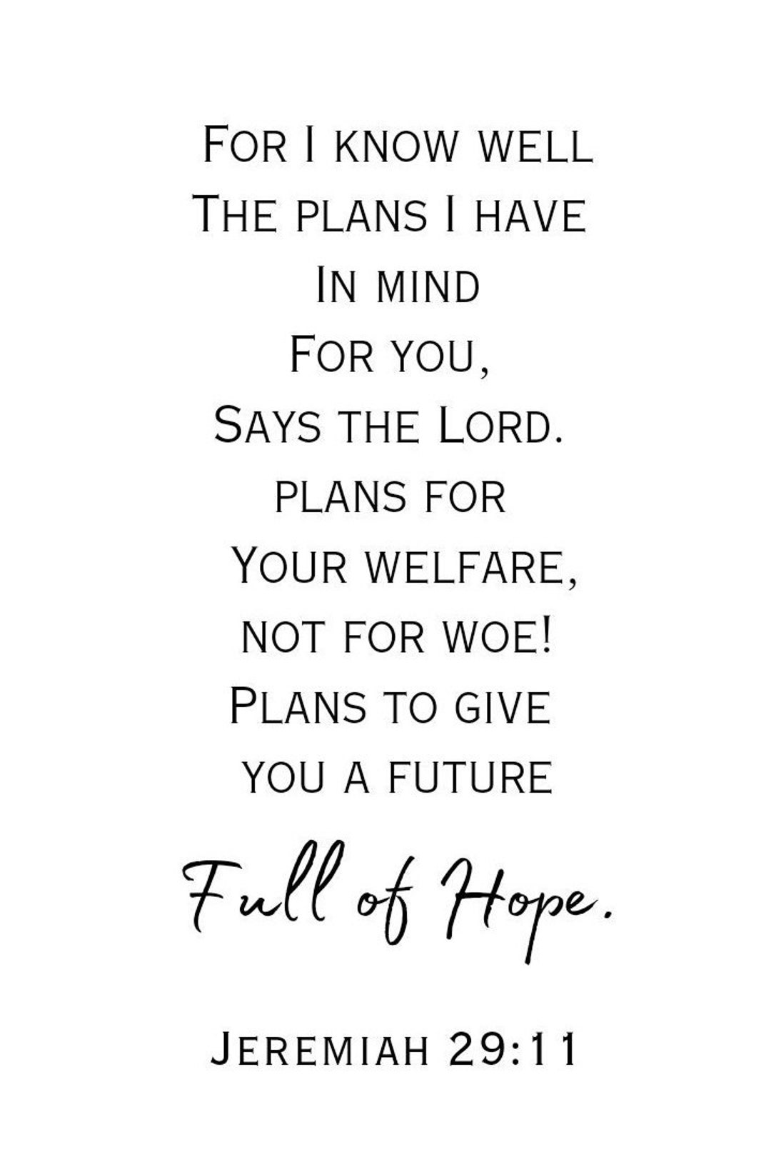 Jeremiah 29:11 I Know the Plans Scripture Download, Digital Print ...