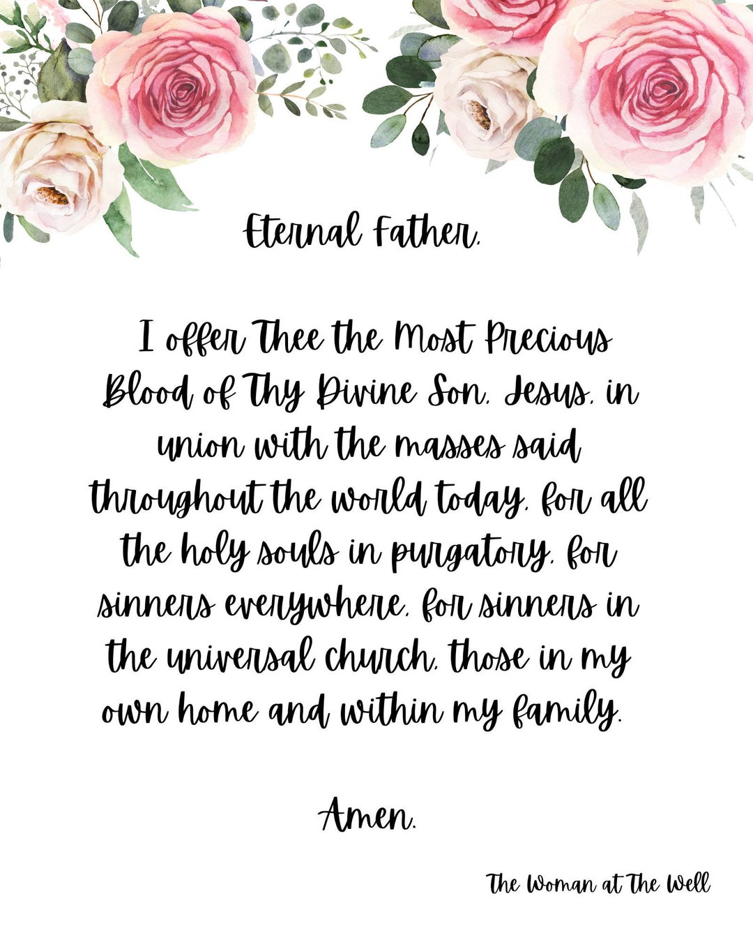 All Souls Prayer Art: Catholic Floral Watercolor Print (digital ...