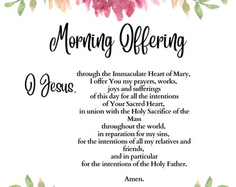 Catholic Morning Offering Prayer Download/printable Wall Art - Etsy