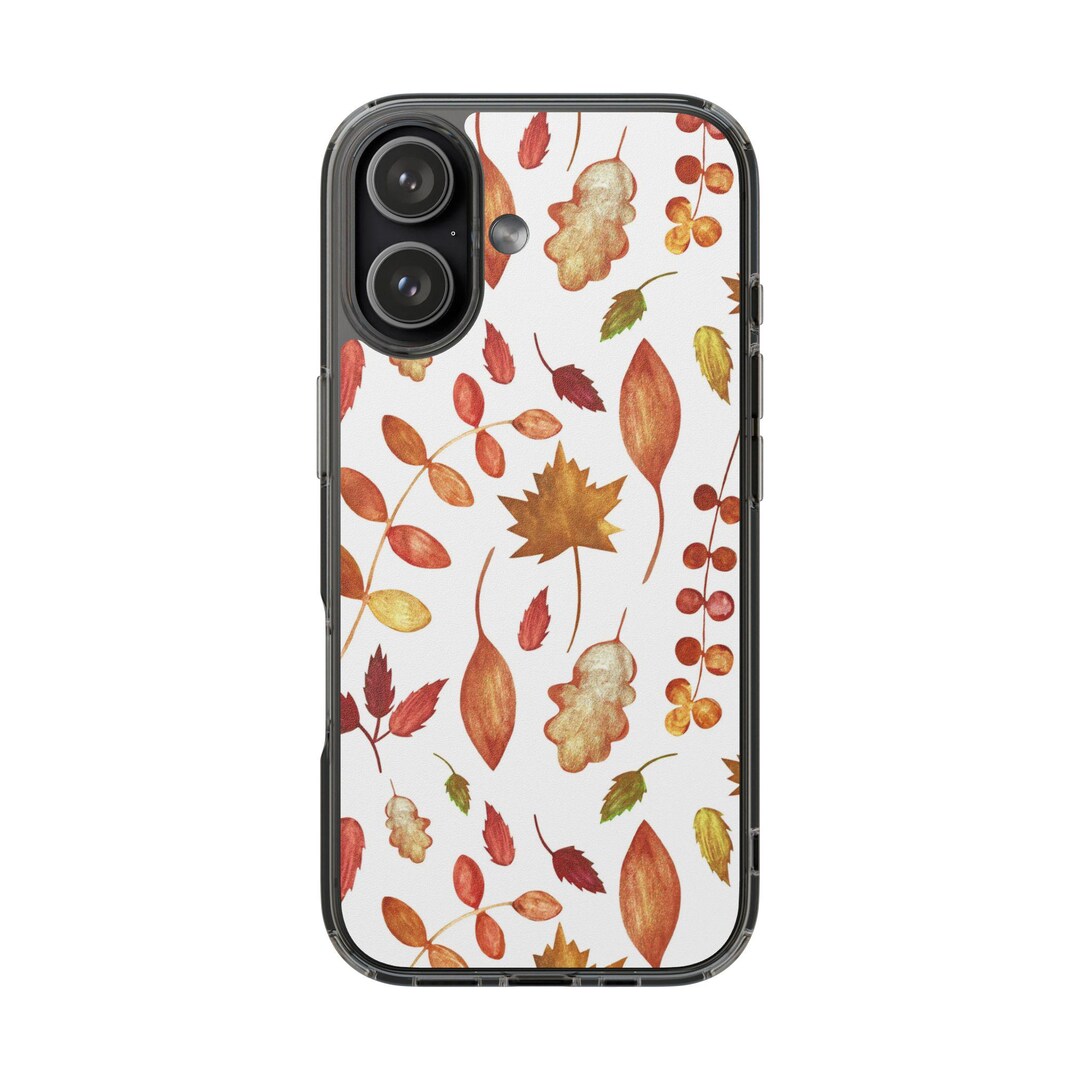 Autumn Leaves Phone Case, Fall Aesthetic Phone Cover, Clear Impact ...