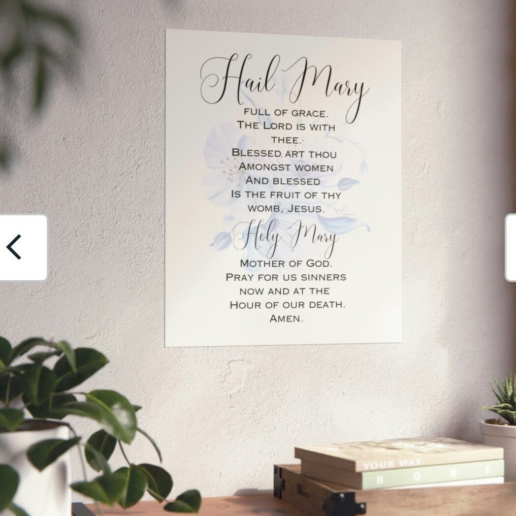 Hail Mary Full of Grace Digital Print Scripture Print Catholic ...