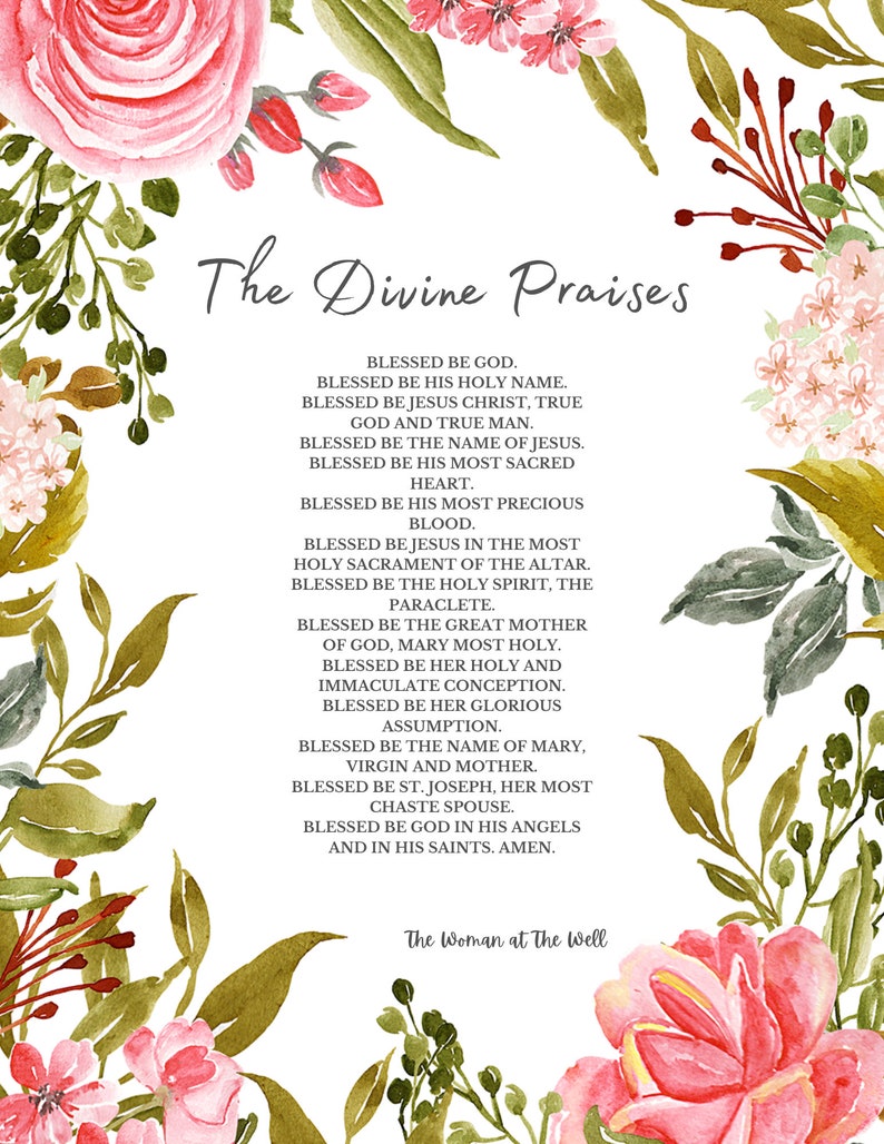 The Divine Praises Print, Digital Print, Catholic Download, Catholic ...