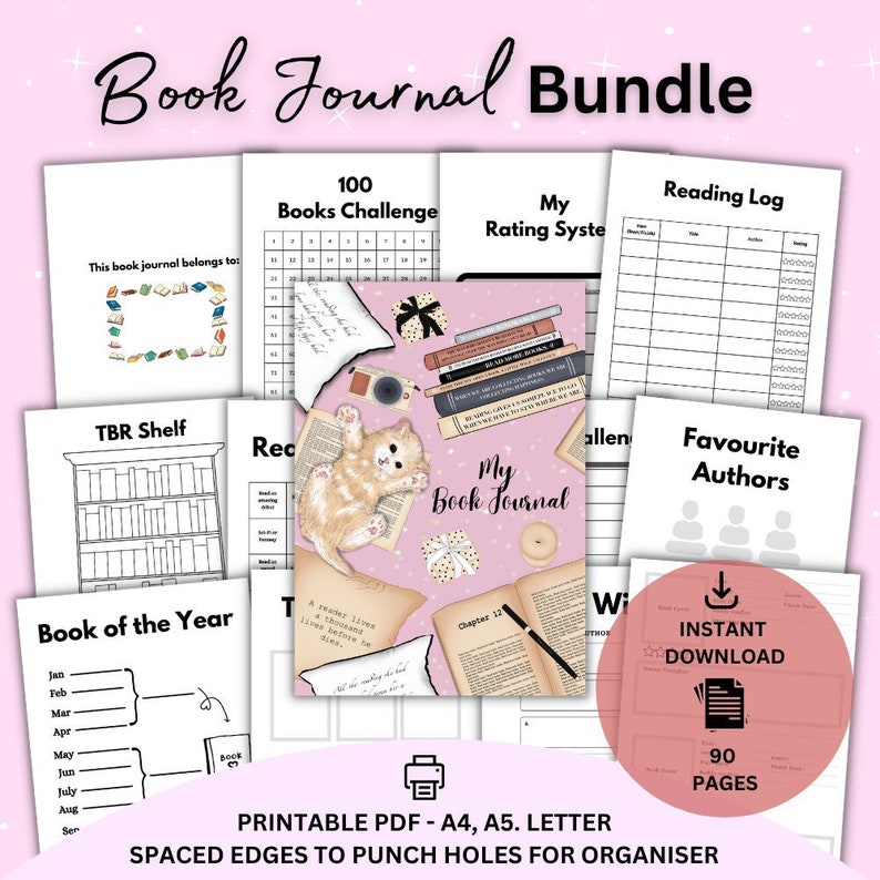 Printable Book Journal, Reading Journal, Book Tracker, Book Review ...