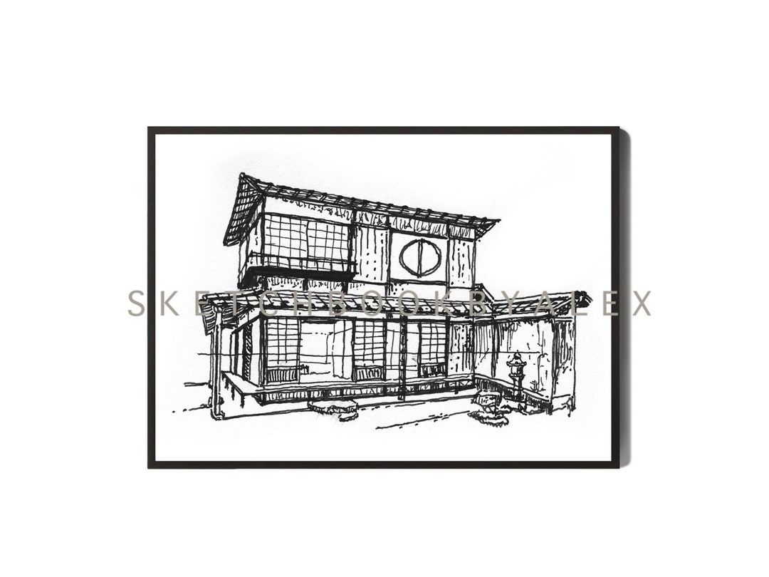 Architecture Art || Japanese Dojo ||urban Sketch Décor || Digital Print ...