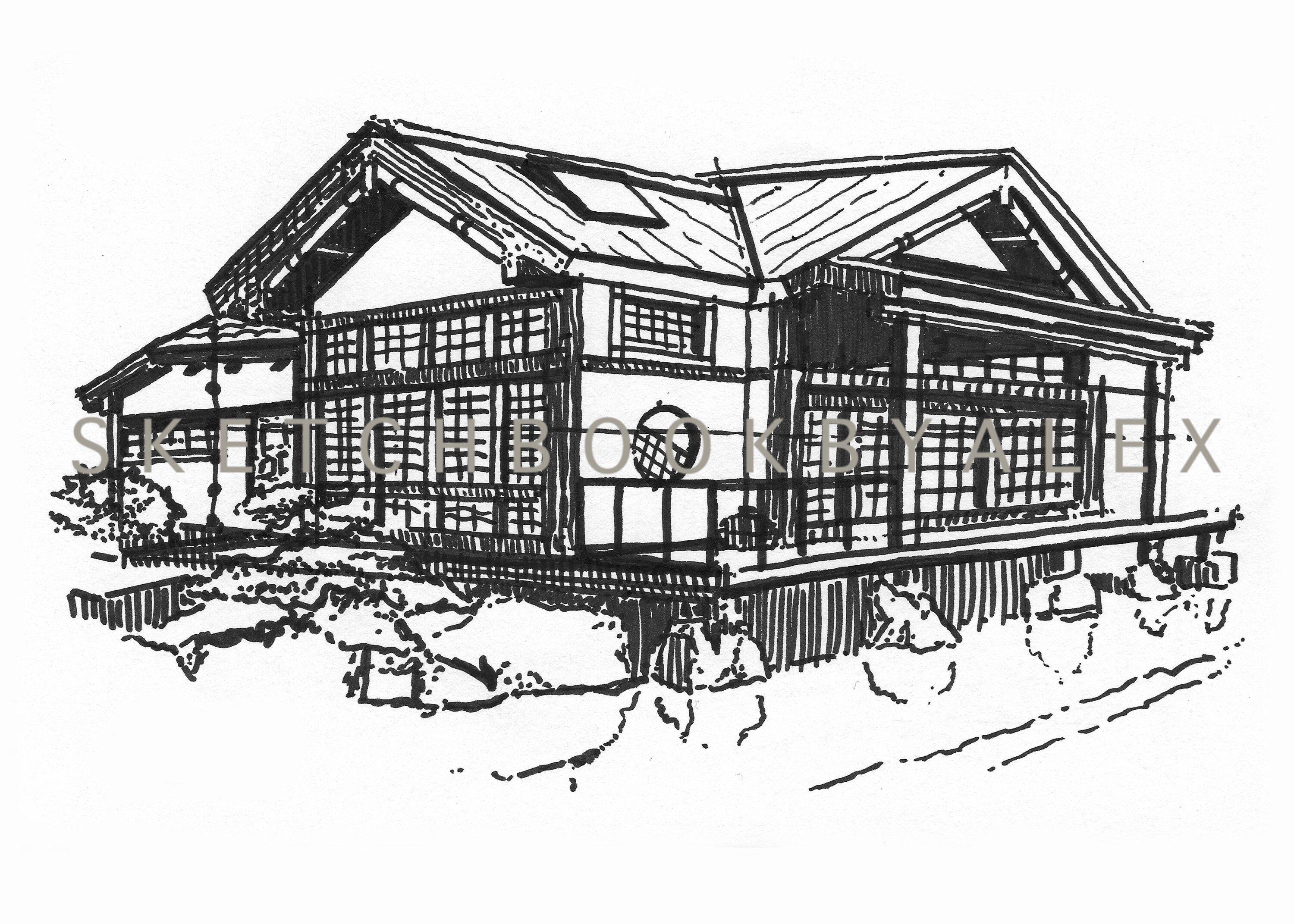 Architecture Art || Japanese Studio ||urban Sketch Décor || Digital ...