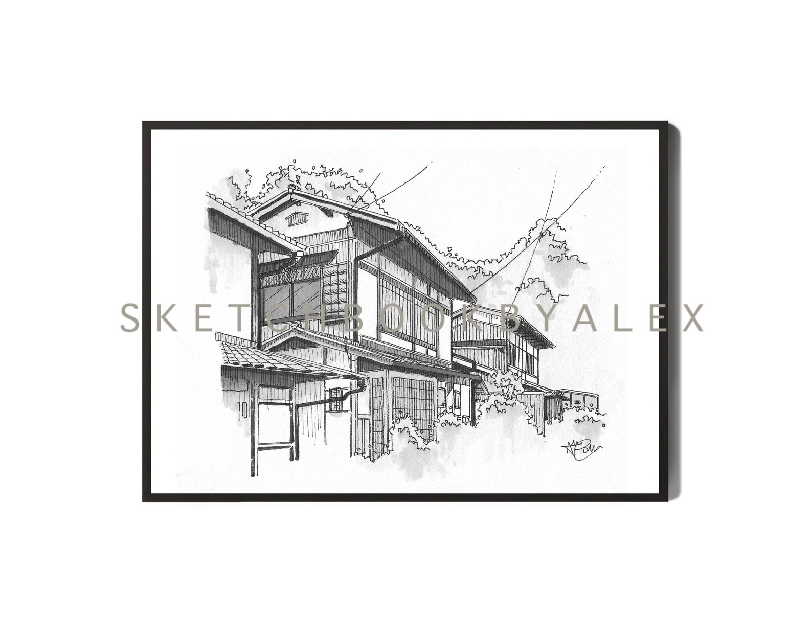 Architectural Sketch || Kyoto, Japan Sketch Print || Urban Sketch Décor ...