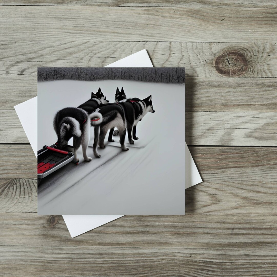 Sled Dog Huskies Printable Poster Digital Downloadable Winter Aesthetic ...