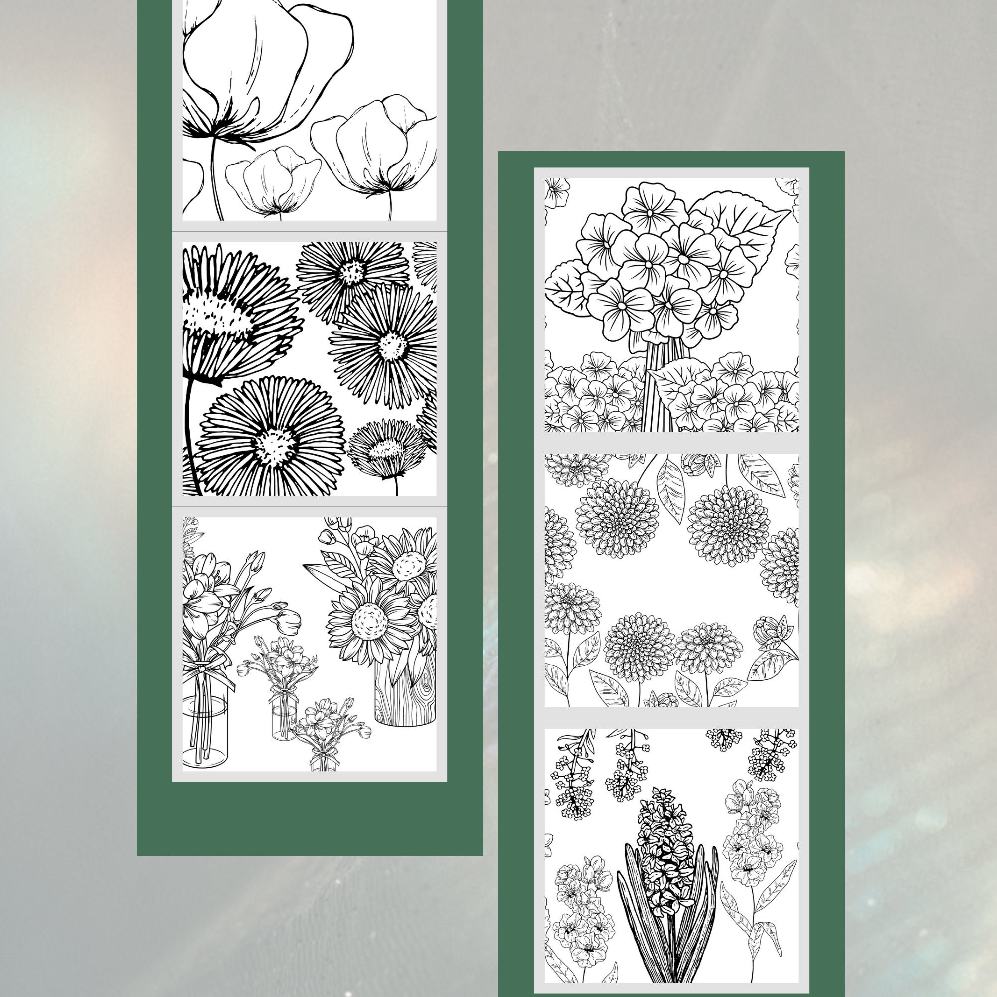40 Floral Coloring Pages Coloring Activity for Adults and Kids Family ...