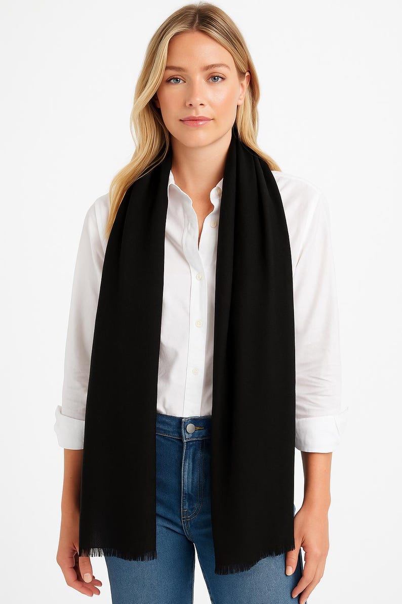 Black Cashmere Pashmina Scarf - Etsy