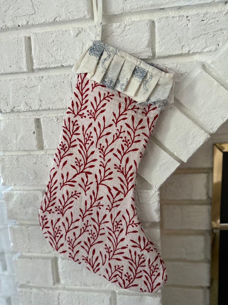 BOGO 50% off Quilted Christmas Stocking Block Print Xmas Decor Mantle ...