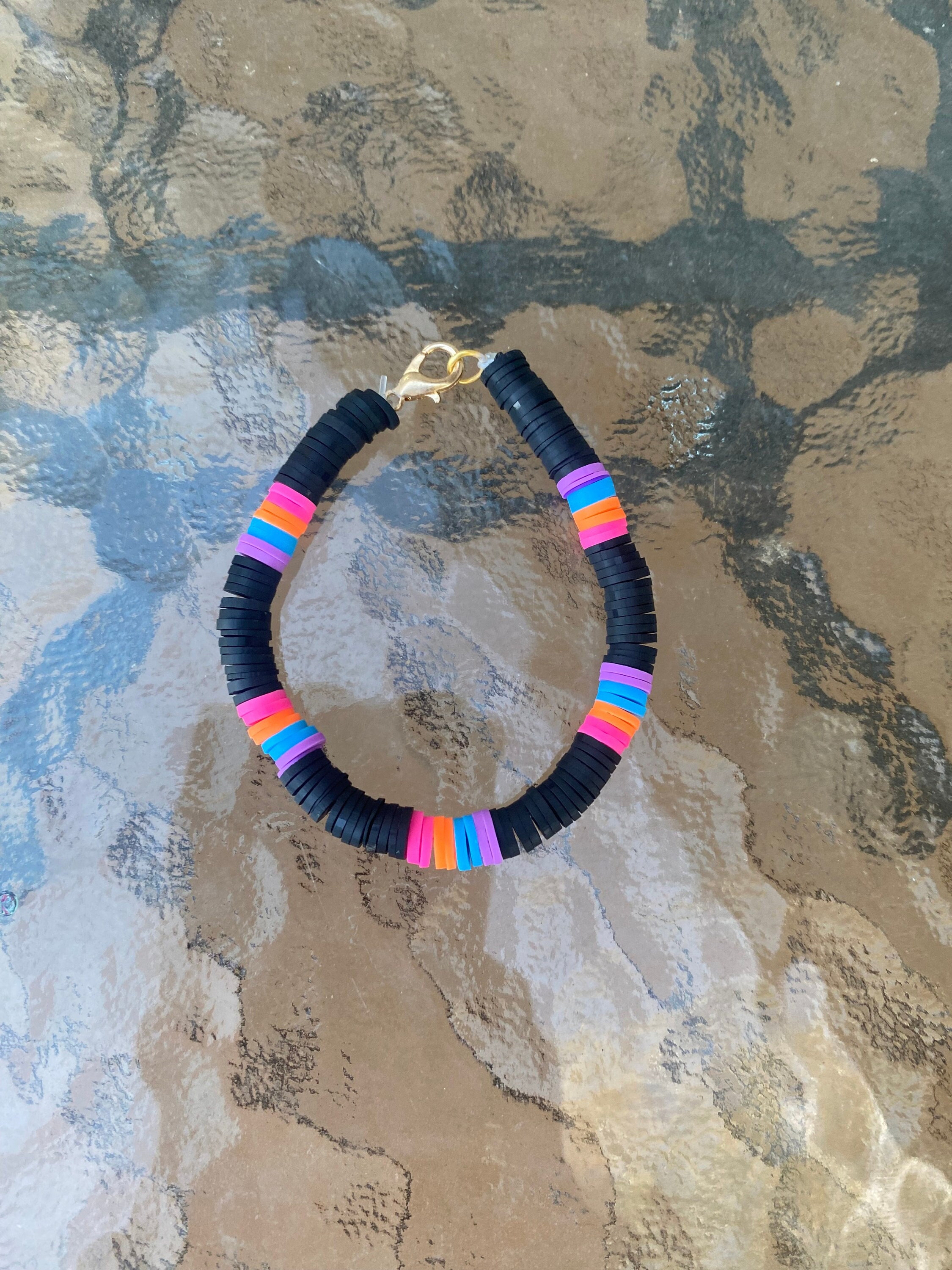 Black Neon Clay Bead Bracelet - Etsy