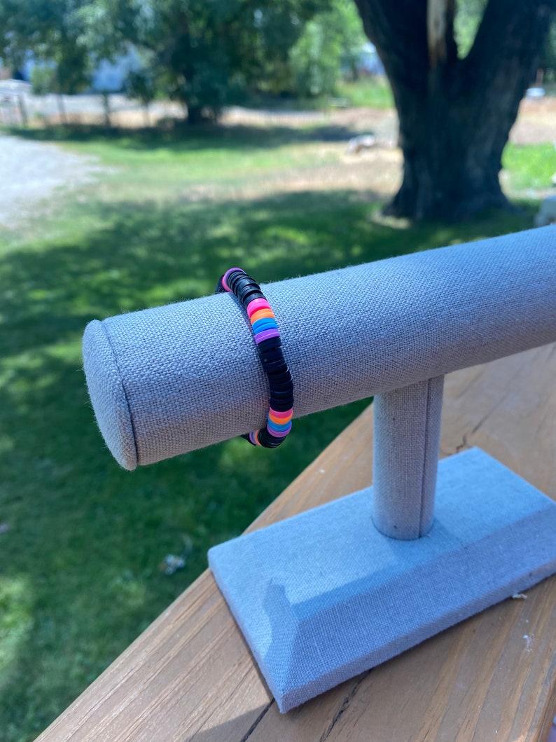 Black Neon Clay Bead Bracelet - Etsy