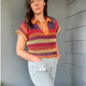 Polo Mesh Shirt Crochet Pattern (english) | Hooded Crochet Top (PDF) L ...