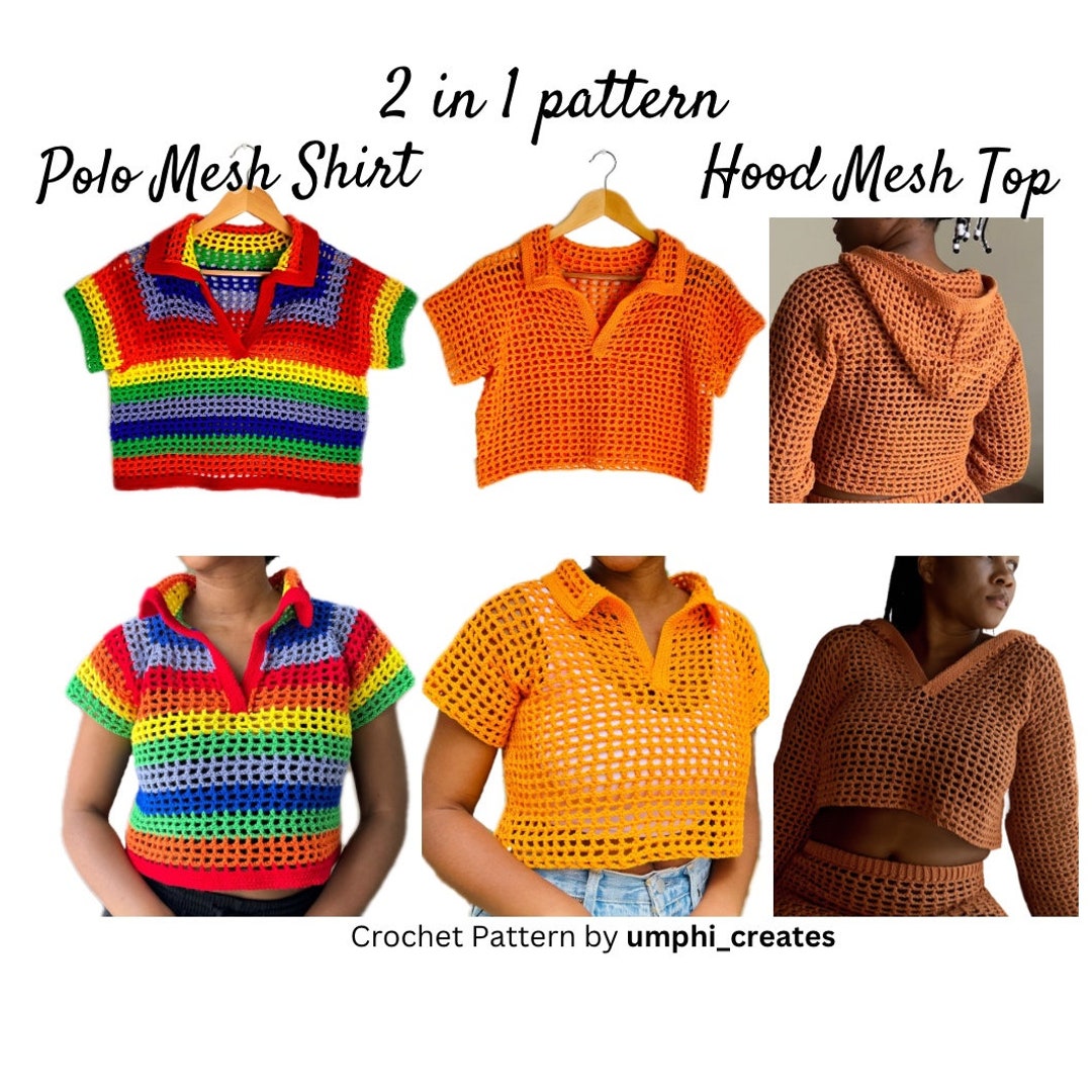 Polo Mesh Shirt Crochet Pattern (english)|hood Mesh Crochet Top - Etsy