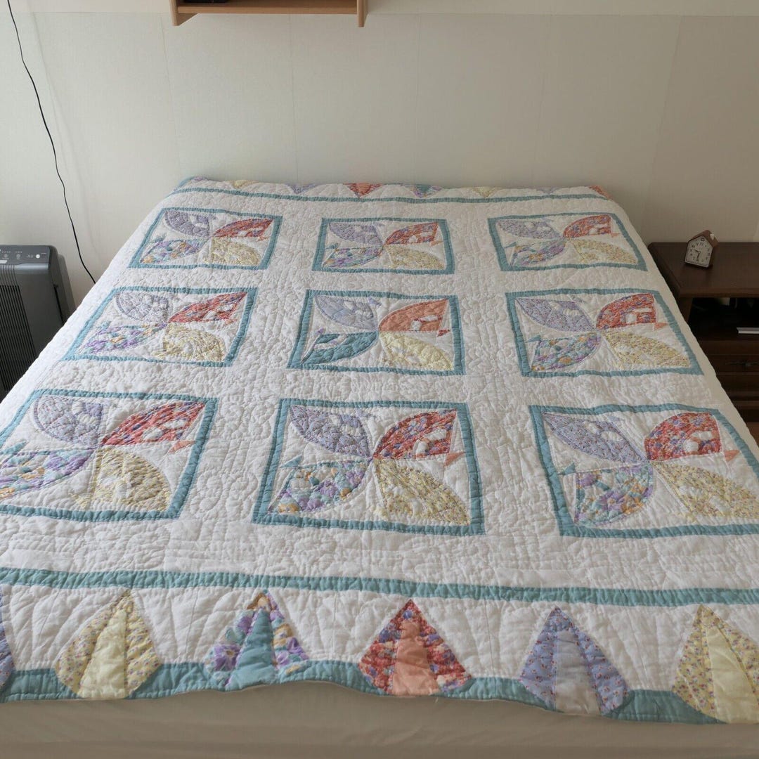 ARCH Quilts Queen Size Vintage Fan Decorative Border Cottagecore ...