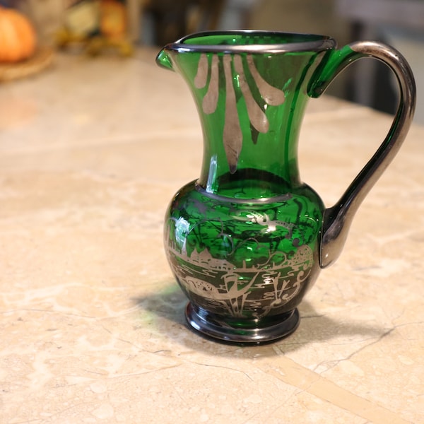 Green Glass Pitcher - Etsy