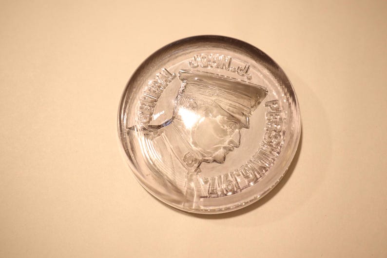 Vintage Clear Glass Commemorative Paper Weight for General John J ...