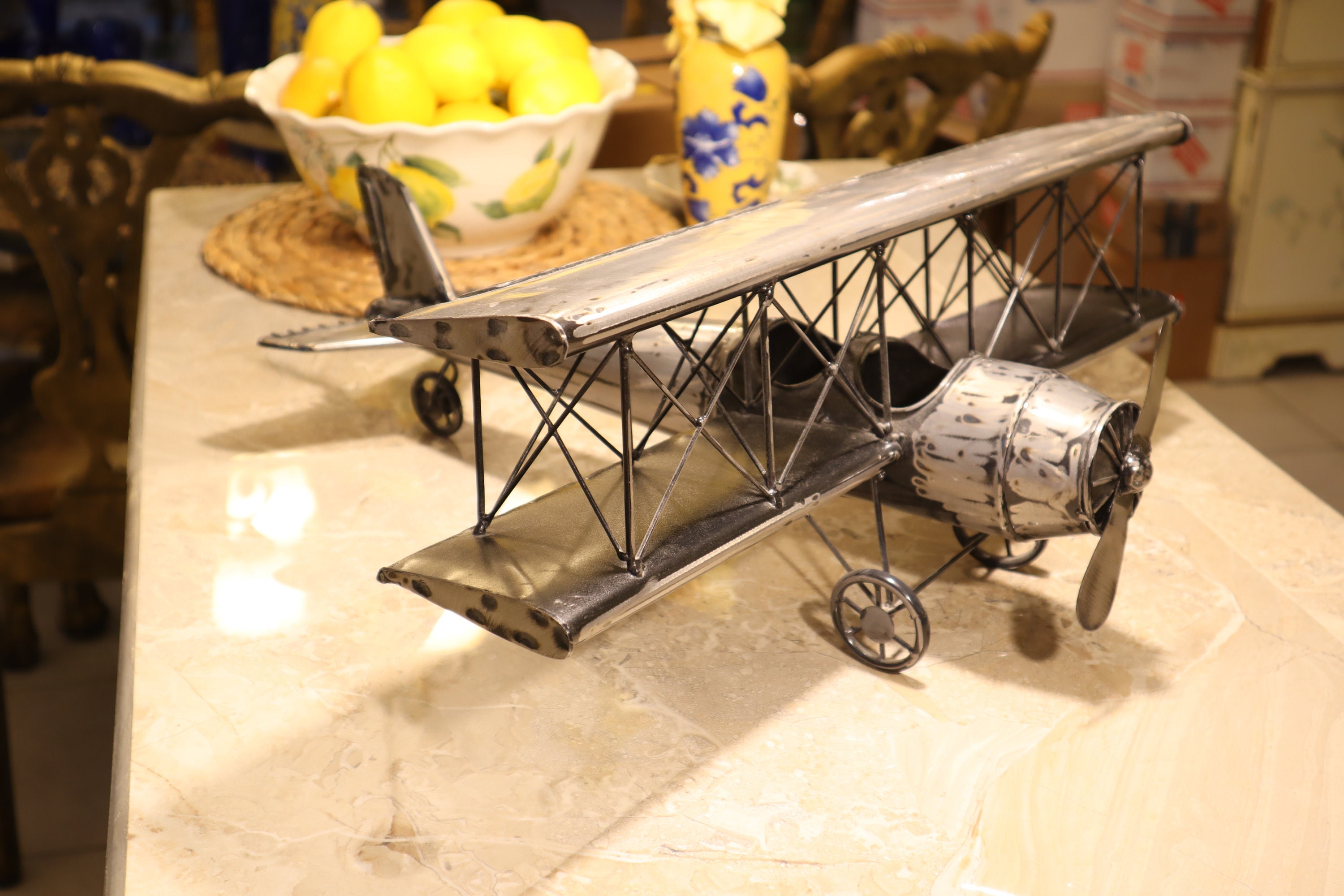 Vintage Large Metal Biplane 2-passenger Model Airplane - Etsy