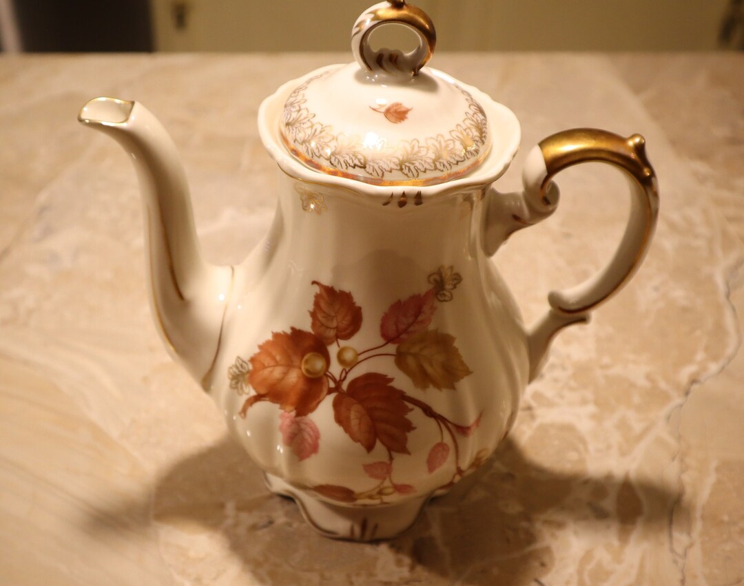 Vintage Alka Bavaria Porcelain Coffee Pot With Grapes & Leaves Gold ...