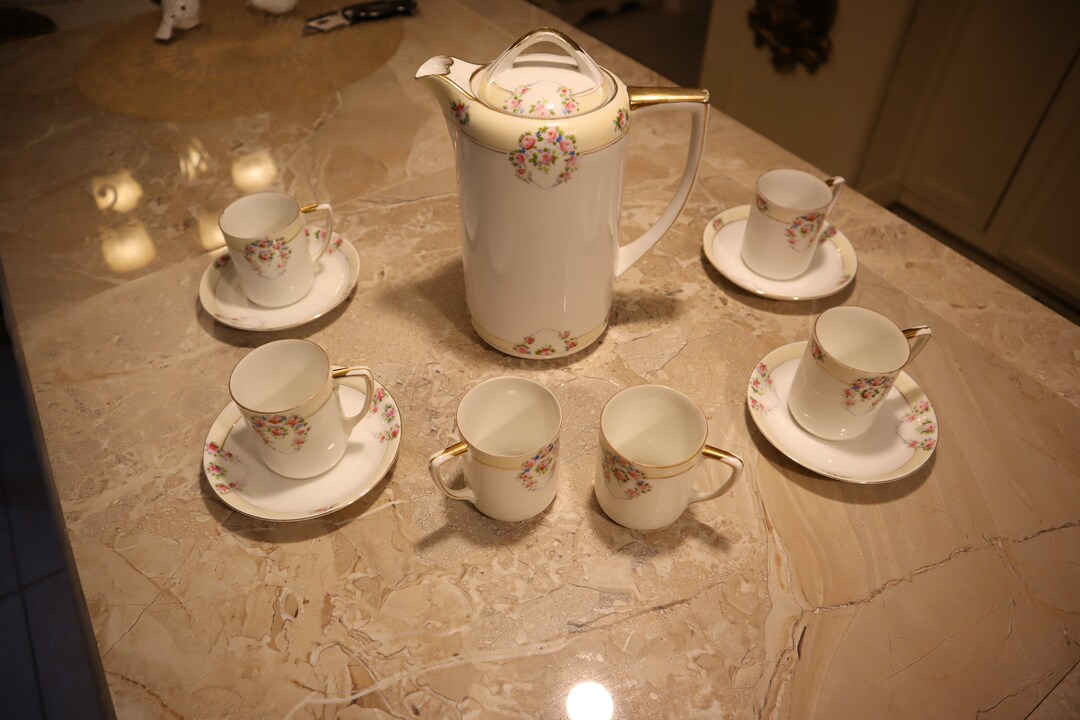 Antique Noritake Porcelain Chocolate Cocoa Pot Set 1920s Morimura Japan ...